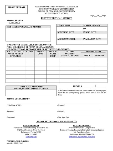 Unit Statistical Report Si 17pdf Fpdf Doc Docxflorida Form Fill Out And Sign Printable Pdf