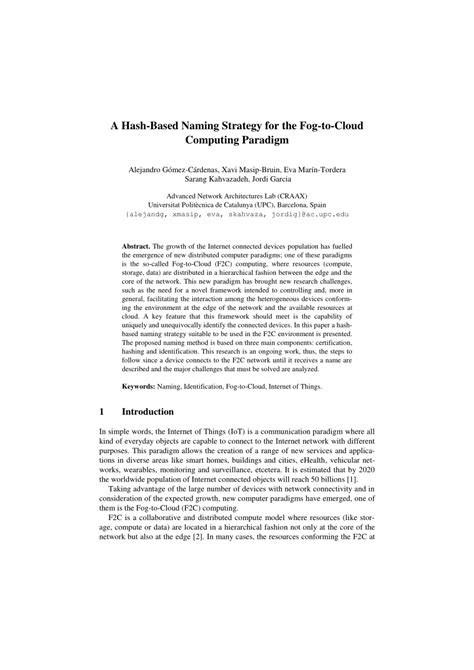 pdf a hash based naming strategy for the fog to cloud computing paradigm