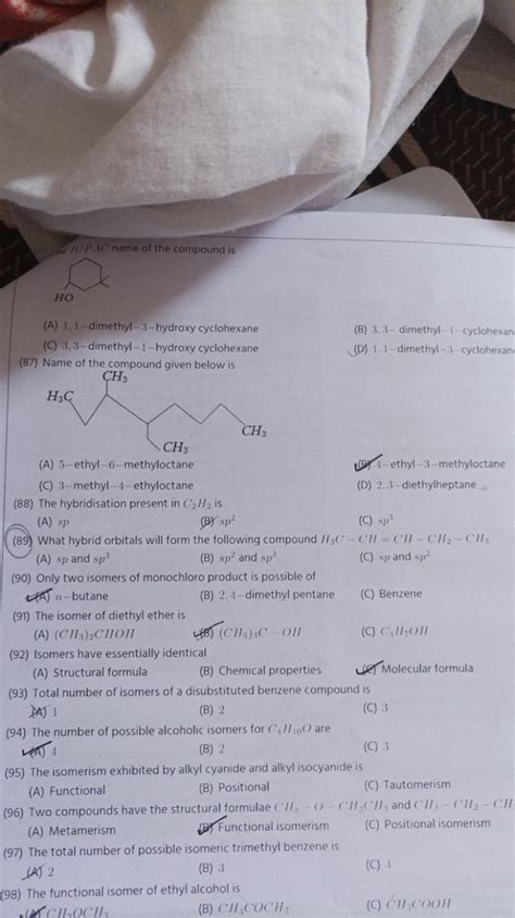 The Iupac Name Of The Compound Is Diagram Of Cyclohexane With Methyl Gro