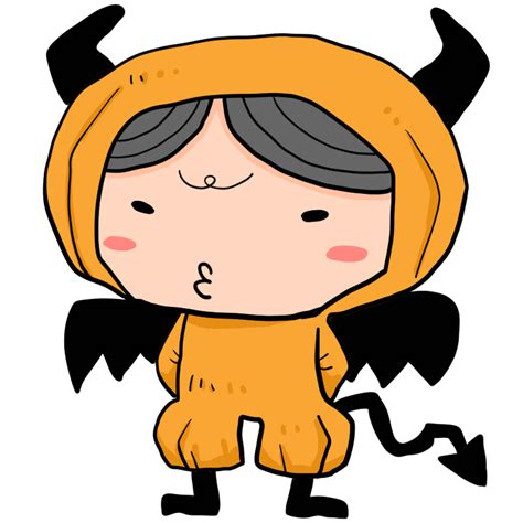 ふてくされる悪魔の子のイラスト｜かわいい無料イラスト