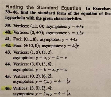 solved finding the standard equation in exercises 39 46