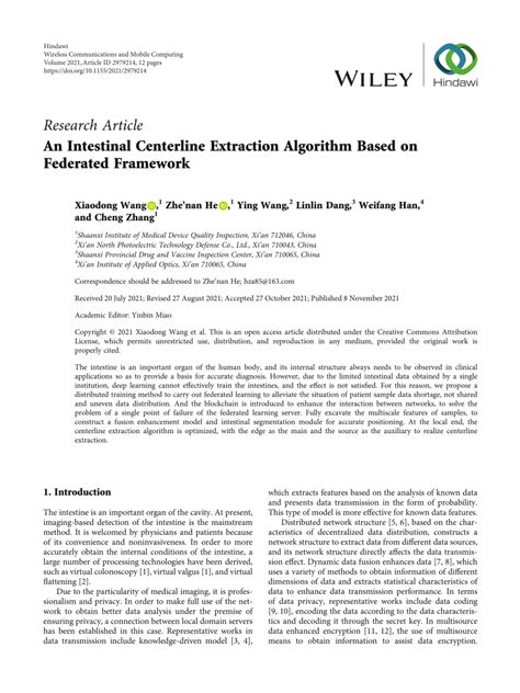 PDF An Intestinal Centerline Extraction Algorithm Based On Federated Framework