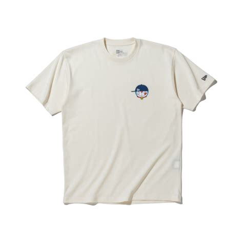 뉴에라 X 도라에몽 코튼 숏슬리브 레귤러 핏 티셔츠 도라에몽 페이스 로고 블랙 New Era Kream