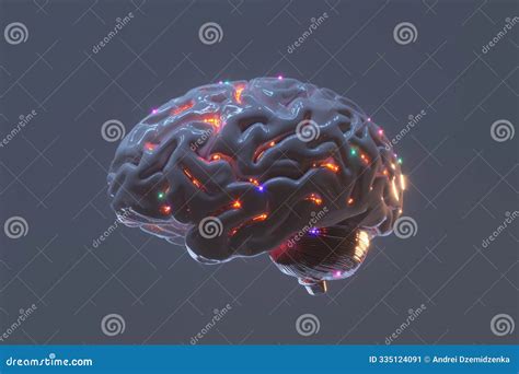 The Human Brain Showing Intelligent Thinking Through A Neural Network Printed Circuit Of Big