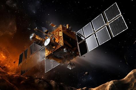 Premium Photo Space Probe Landing On A Rocky Asteroid