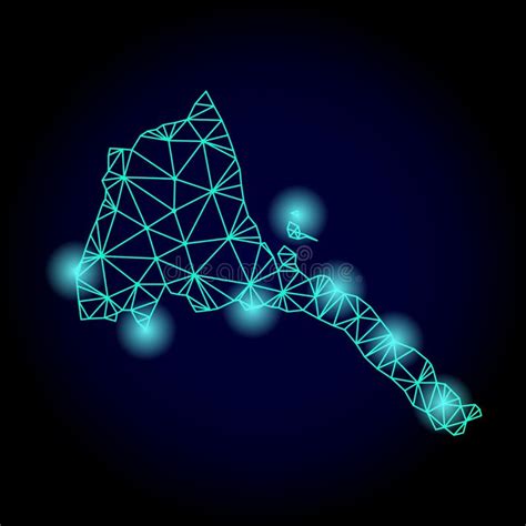 polygonal wire frame mesh map of eritrea with light spots stock vector illustration of connect