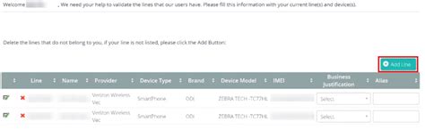 User Line Validation