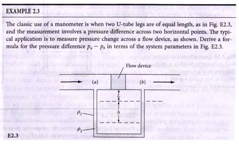 Solved EXAMPLE The Classic Use Of A Manometer Is When Chegg Com