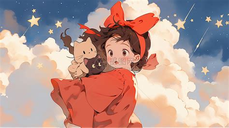 女孩和猫插画图片下载 正版图片402500463 摄图网