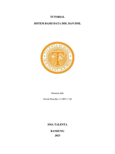 Tutorial Sistem Basis Data Ddl Dan Dml Pdf
