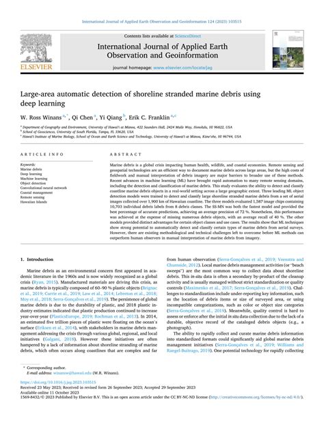 Pdf Large Area Automatic Detection Of Shoreline Stranded Marine Debris Using Deep Learning