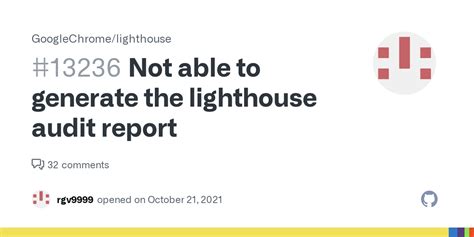 Not Able To Generate The Lighthouse Audit Report Issue GoogleChrome Lighthouse GitHub