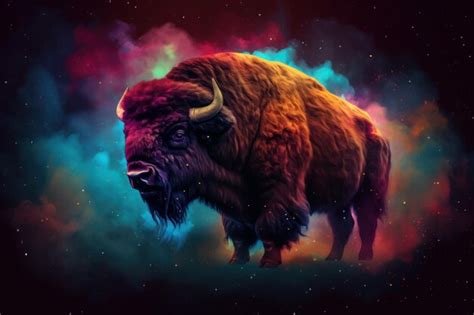 Premium Ai Image Colorful Bison Generate Ai