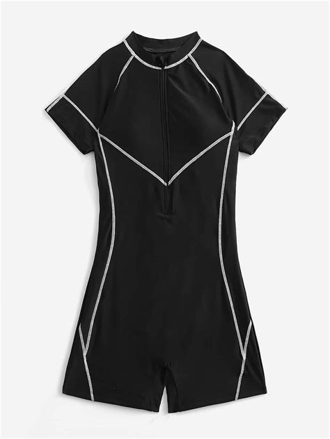 Girls Colorblock Zipper Front One Piece Swimsuit Artofit