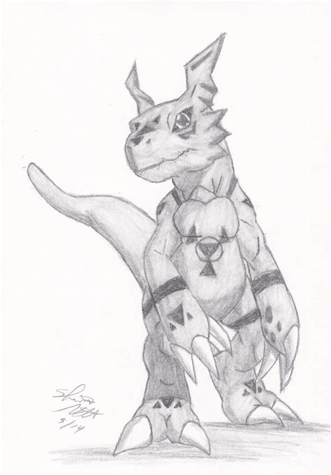 Guilmon From Digimon Pencil Sketch Finished By Shelandrystudio On Deviantart