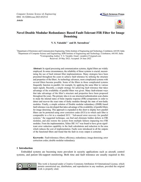 Pdf Novel Double Modular Redundancy Based Fault Tolerant Fir Filter
