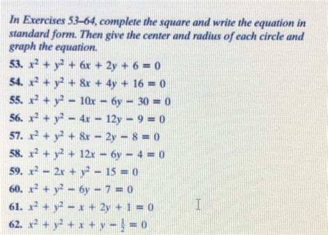 Solved In Exercises 53 64 Complete The Square And Write The