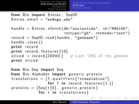 Biopython Programming Workshop At Uga Pdf