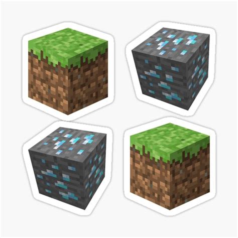 Minecraft Blocks Sticker For Sale By Qloc Redbubble