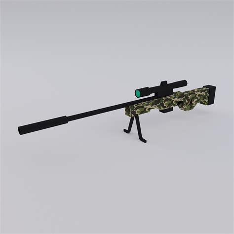 3d Model Awm Arctic Warfare Magnum Sniper Rifle Gun Vr Ar Low Poly