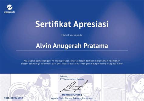 Jagaruangsiber Csirt Ethicalhacking Bughunter Transjakarta Alvin Anugerah Pratama