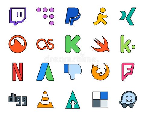 20 Social Media Icon Pack Including Vlc Foursquare Swift Browser