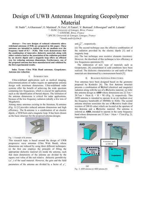 Pdf Design Of Uwb Antennas Integrating Geopolymer Material