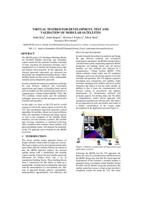 Pdf Virtual Testbed For Development Test And Validation Of Modular Satellites