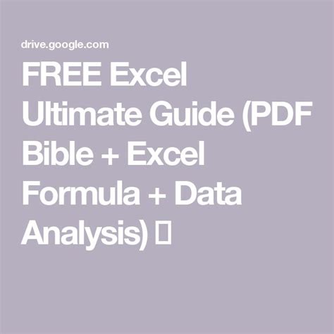 Free Excel Ultimate Guide Pdf Bible Excel Formula Data Analysis 🚀 Excel Formula