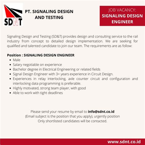Job Vacancy Hire Signalling Railway Engineer Pt Signaling Design And Testing