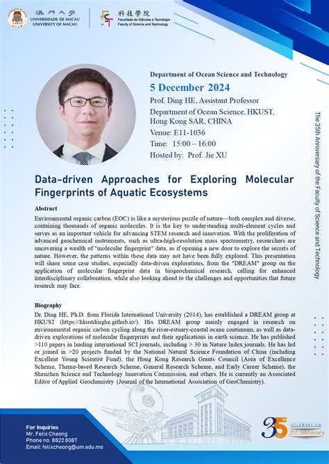 Data Driven Approaches For Exploring Molecular Fingerprints Of Aquatic Ecosystems Speaker Prof
