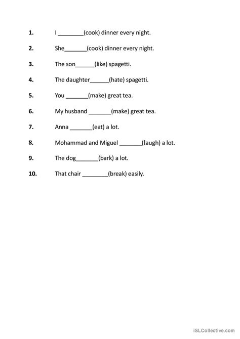 Regular Verbs In Present Tense English Esl Worksheets Pdf And Doc