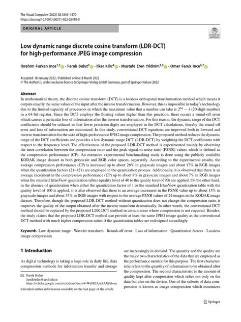 Low Dynamic Range Discrete Cosine Transform Ldrdct For Highperformance Jpeg Image
