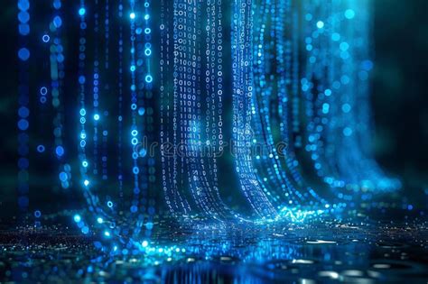 Illustration Of Blue Binary Code Background With Numbers Flowing Down