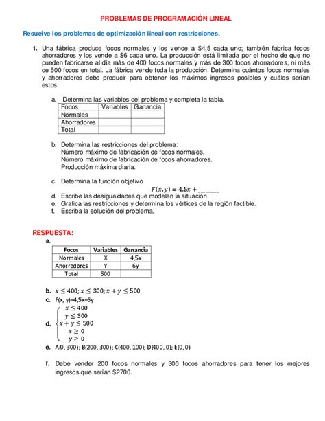 Pdf Problemas De ProgramaciÓn Lineal