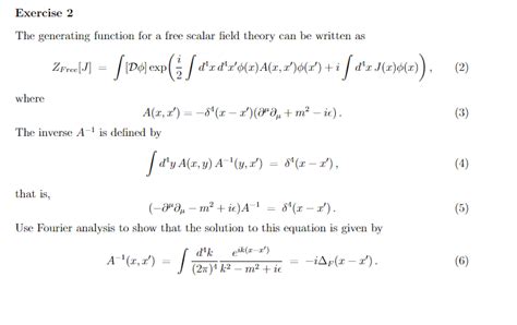 Solved Exercise 2the Generating Function For A Free Scalar