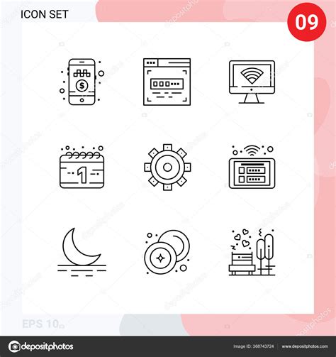 Set Vector Outlines Grid Access Building Monitor Construction Holiday