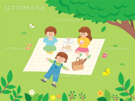 유토이미지 어린이돗자리소풍 나비 인쇄물 초등학교