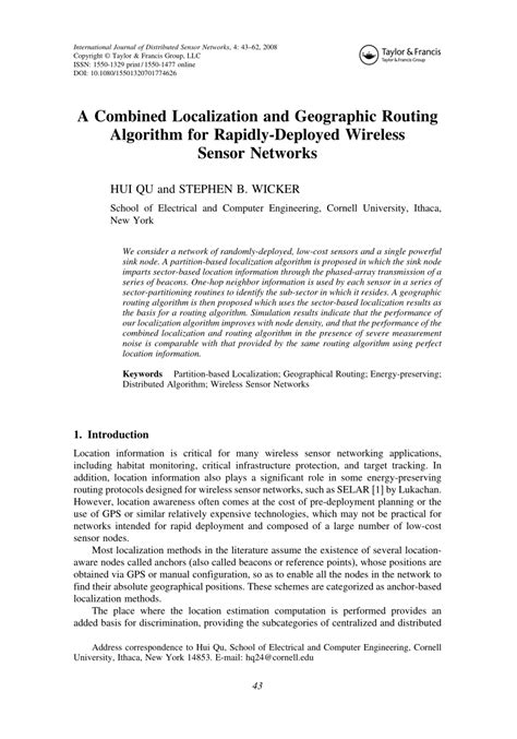 Pdf A Combined Localization And Geographic Routing Algorithm For Rapidly Deployed Wireless