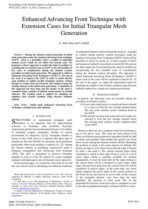 Pdf Enhanced Advancing Front Technique With Extension Cases For Initial Triangular Mesh Generation