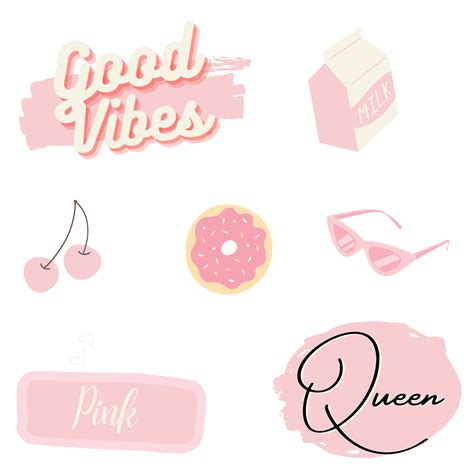 Good Vibes Sticker Set Sticker By Tezb Creates Sticker Set Pink Aesthetic Aesthetic Stickers