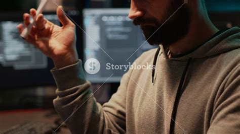 Pensive Database Admin Brainstorming Ideas In Office Programming Script And Source Code