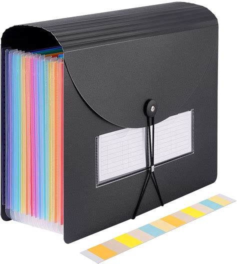 Ktinnead Expanding File Folder Pockets Accordion File Organizer Plastic Document Envelopes