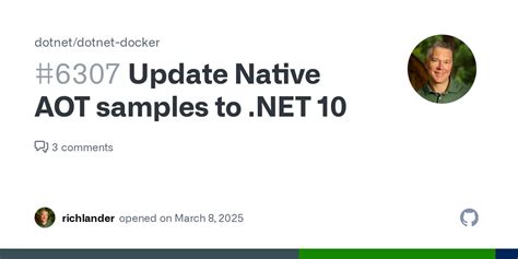 Update Native AOT Samples To NET Issue Dotnet Dotnet Docker GitHub