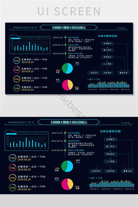 Large Screen Visualization Big Data Display Platform Ui Web Interface Design Ui Psd Free