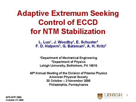 Adaptive Extremum Seeking Control Of Eccd For Ntm