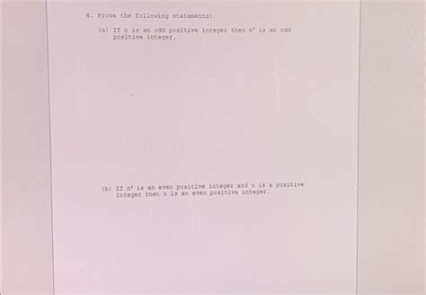 Solved 4 Prove The Following Statements A If N Is An Odd