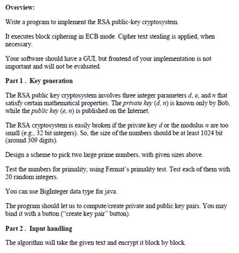 Solved Overview Write A Program To Implement The Rsa