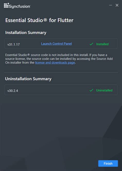 Installing Syncfusion Flutter Installer Syncfusion