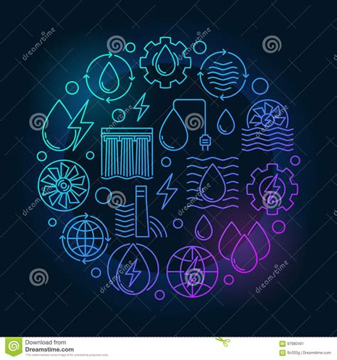Hydroelectricity Minimal Icon Cartoon Vector 94953313